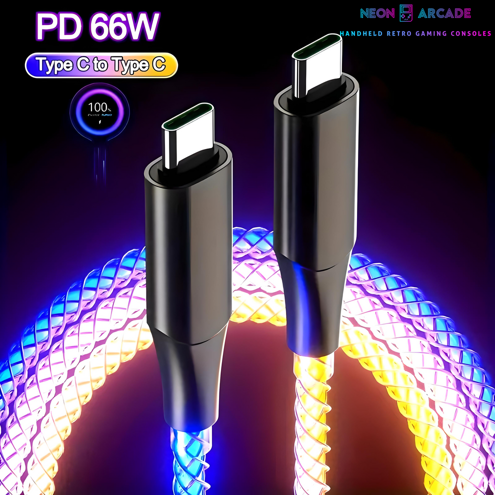 RGB Type C to Type C Fast Charging Cable- 66w 1m – Neon Arcade
